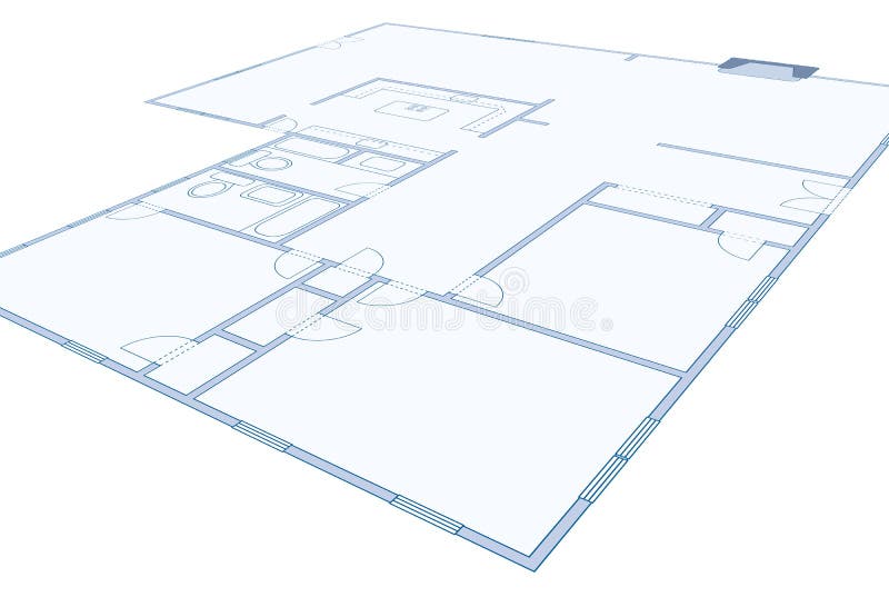 Blueprint Drawing of a Simple Residential Home Stock Illustration ...