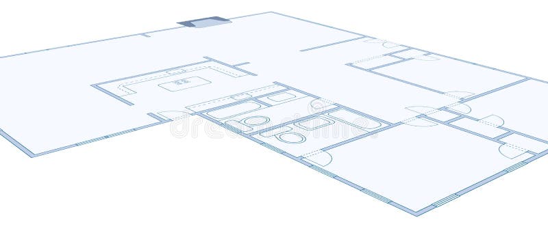 Blueprint Drawing of a Simple Residential Home Stock Illustration ...