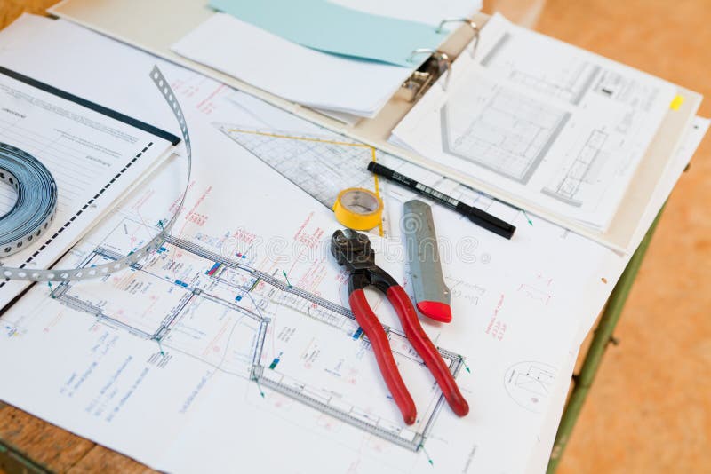 Blueprint and file folder stock photo. Image of design - 17328760