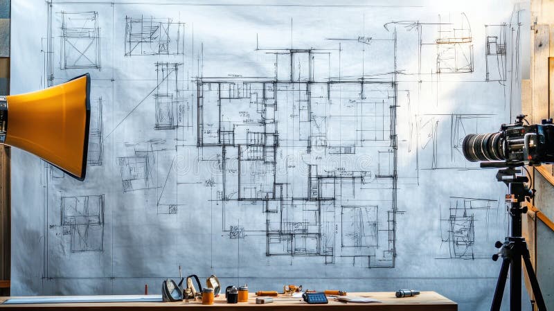 Blueprint and Film Set Planning for Architectural Design Projects Stock ...