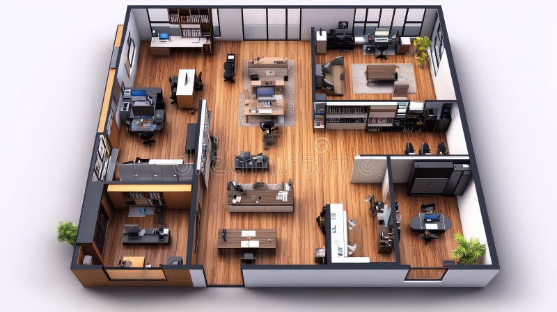 Blueprint Floor Plan Office Stock Illustration - Illustration of decor ...