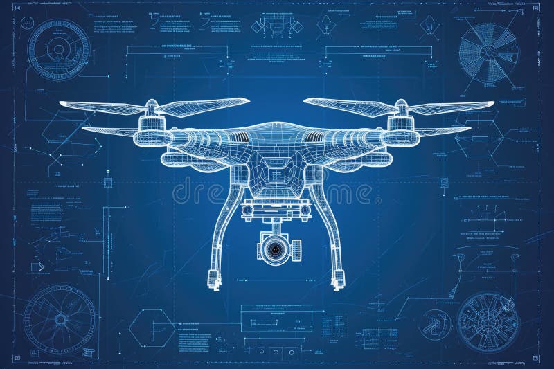 Blueprint of a Flying Device, Detailed Schematic Design for Aerodynamic ...