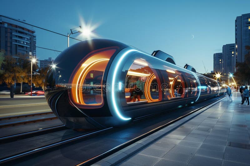 Blueprint for a Futuristic Public Transportation System Stock Illustration - Illustration of ...