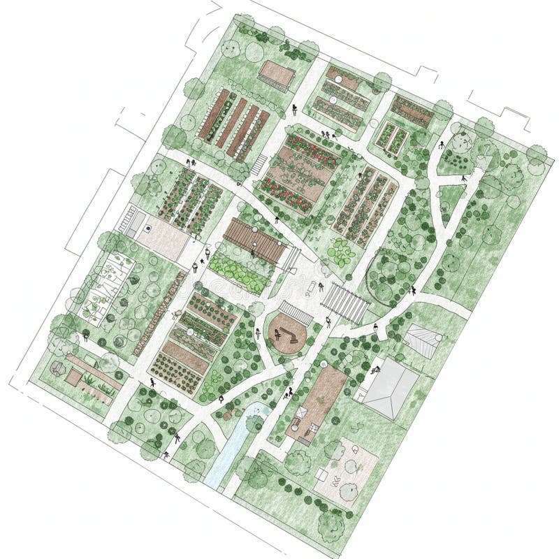 Blueprint of a Garden Layout Featuring Diverse Sections for Planting ...
