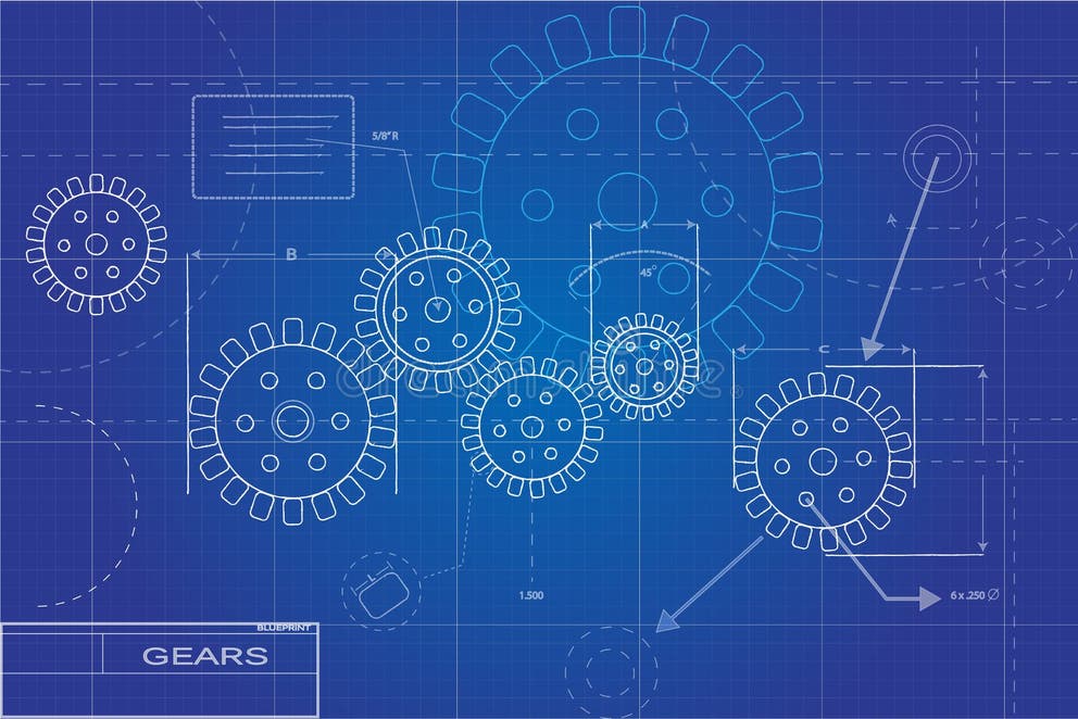 Blueprint Gears Illustration Stock Illustration - Illustration of ...