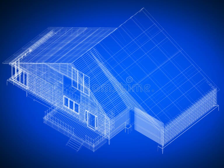 Blueprint Wireframe House Stock Illustrations – 8,952 Blueprint ...