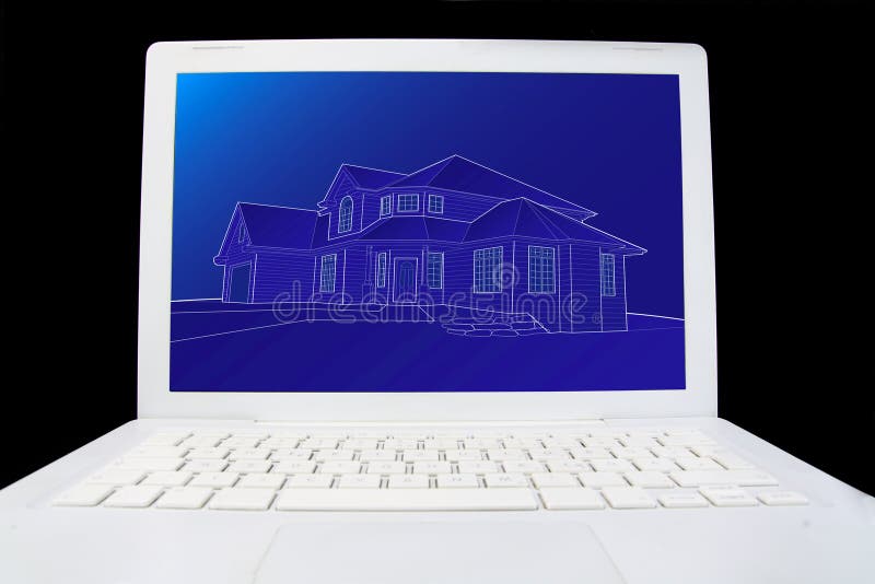 Blueprint of House on Computer Stock Photo - Image of side, blue: 16637266