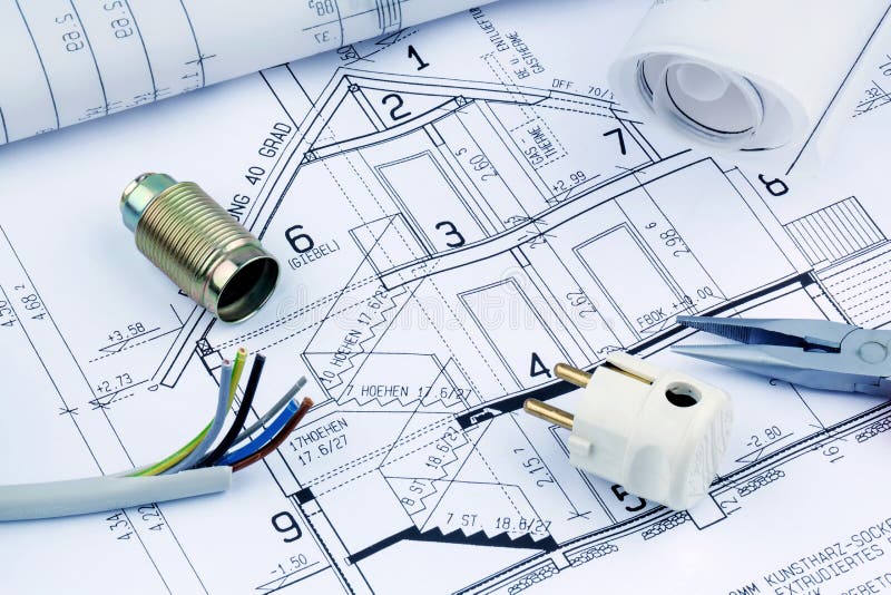 Blueprint for a House. Electrical Stock Image - Image of craftsman ...