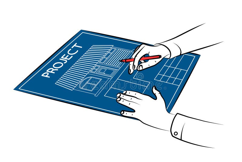 Blueprint of House. Work on Project of Future Country House Stock ...