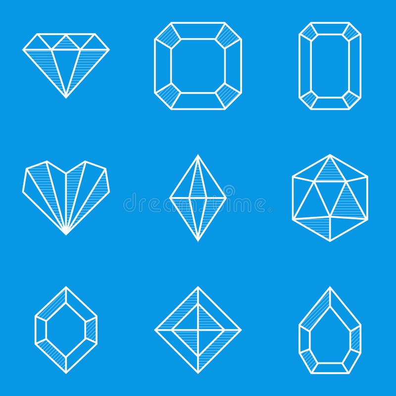 Blueprint Icon Set. Diamond Stock Vector - Illustration of icon ...