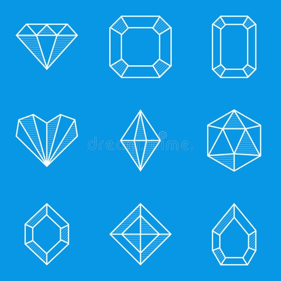 Blueprint Icon Set. Diamond Stock Vector - Illustration of icon ...