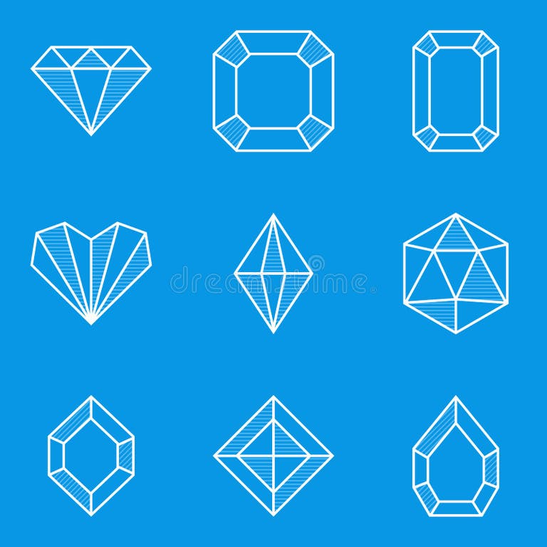 Blueprint Icon Set. Diamond Stock Vector - Illustration of icon ...