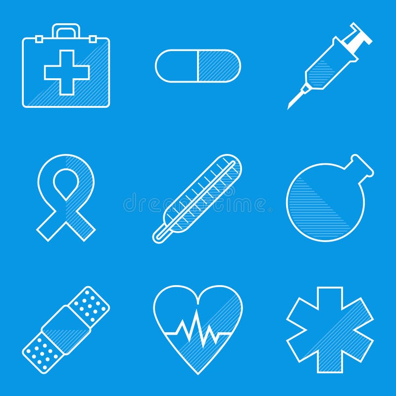 Medical and Health Icons Set Stock Vector - Illustration of nurse ...