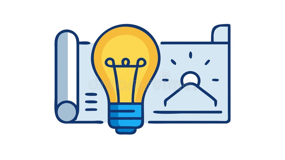 Blueprint & Idea Icon, Innovation Planning & Conceptualization, Vector ...