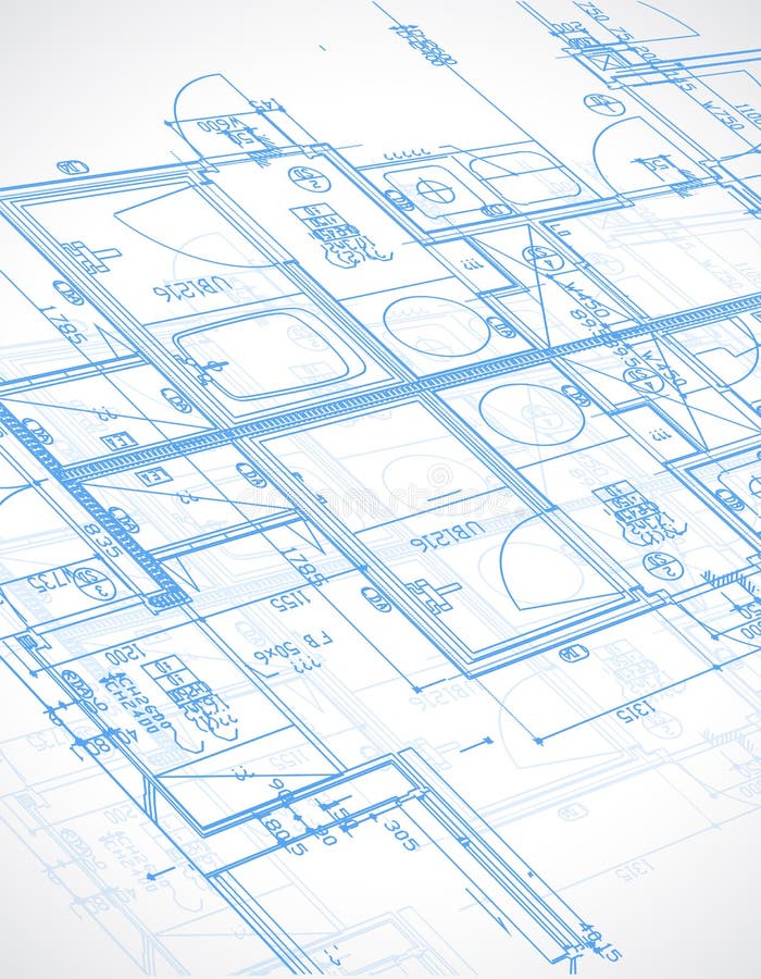 Blueprint Architectural Map and 3d House Model Stock Illustration ...