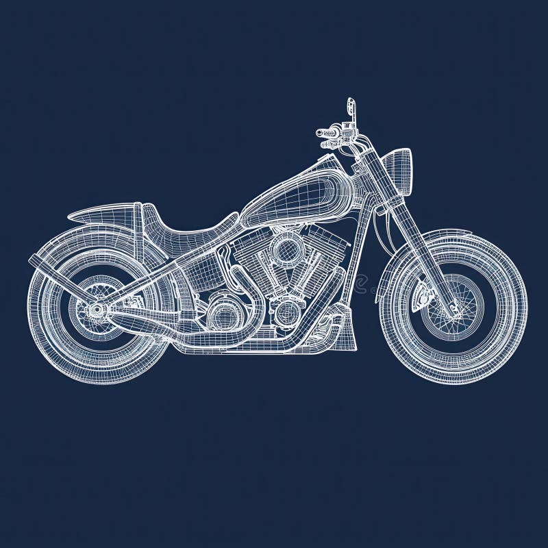 Blueprint Illustration of a Motorcycle Design with Detailed ...