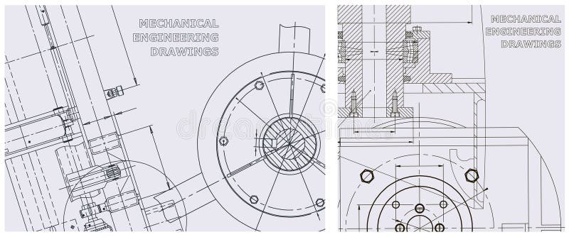Blueprint Illustration Set. Engine Line Drawing Stock Illustration ...