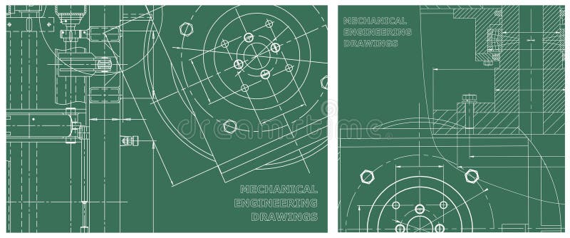 Blueprint Illustration Set. Engine Line Drawing Stock Illustration ...