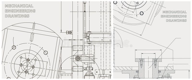 Blueprint Illustration Set. Engine Line Drawing Stock Vector ...