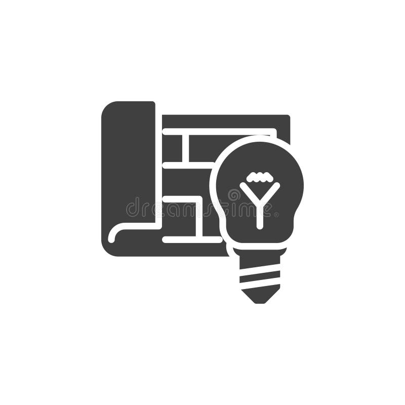 Blueprint and Light Bulb Vector Icon Stock Vector - Illustration of ...