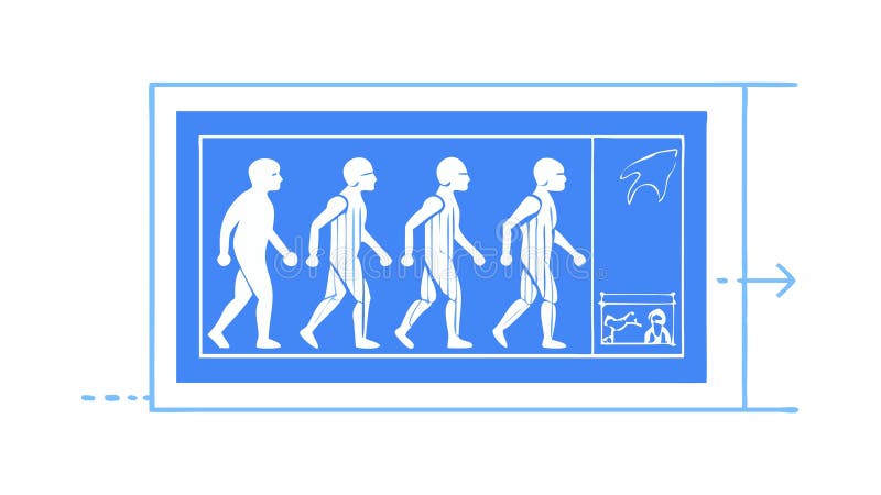 Blueprint of Marching Figures, Representing Progress, Unity, and ...
