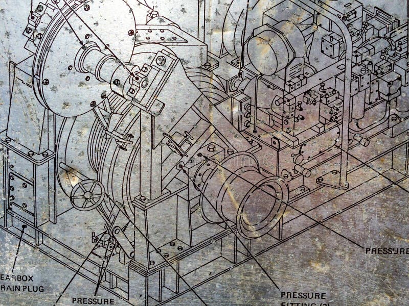Blueprint Mechanical Drawing Machine Schematic Outlines Background ...