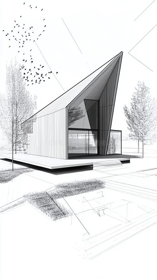 Blueprint of a Minimalist Home with Sharp Angles and Modern Aesthetic ...