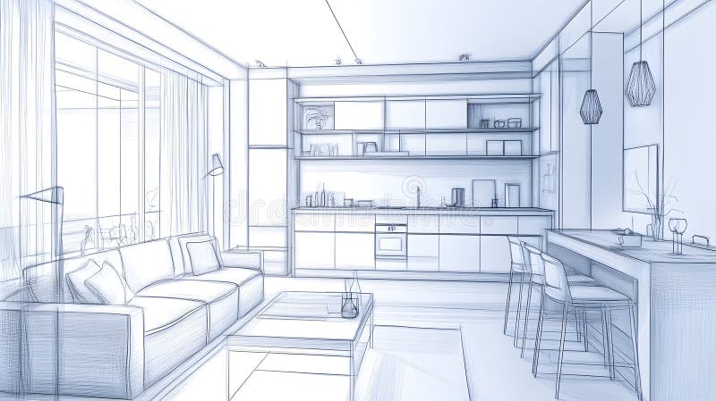 Blueprint of a Minimalist Studio Apartment, Showcasing Efficient Use of ...