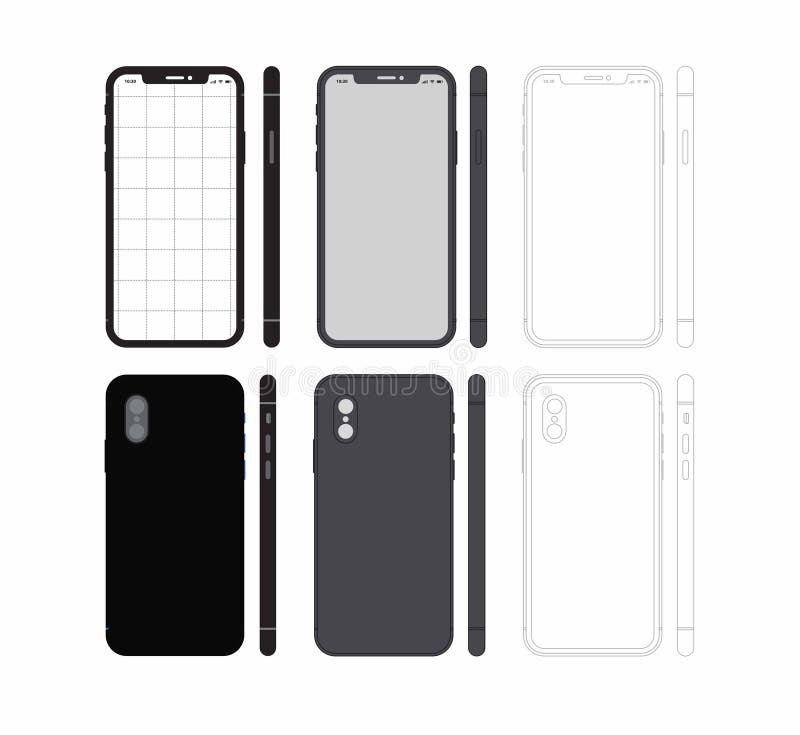 Blueprint Mobile Phone Wireframe App Template Dark Stock Vector ...