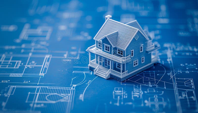 Blueprint and Mockup House. Architecture Stock Illustration ...