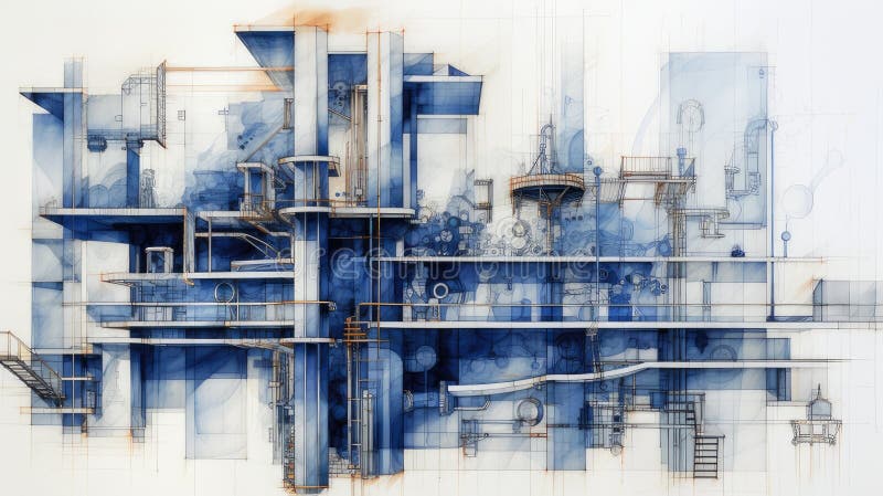 A Blueprint Morphing into a 3D Structure, Illustrating the Transition ...