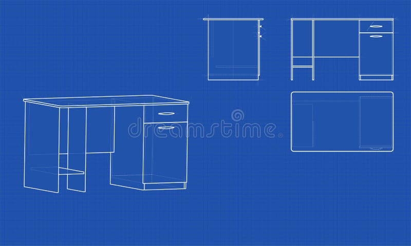 Blueprint office table stock vector. Illustration of construct - 83814372