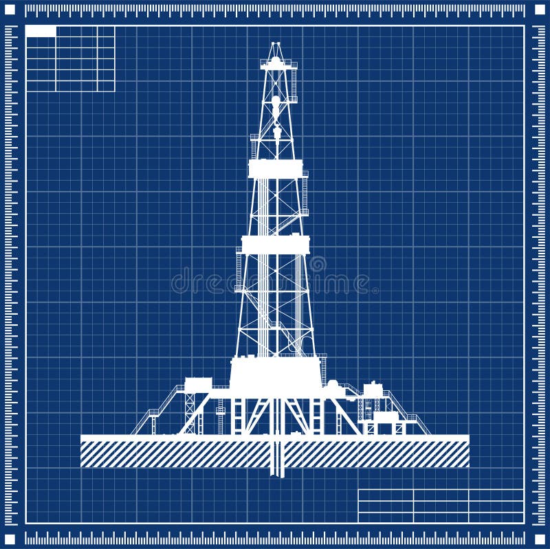 Blueprint of Oil Rig Vector Silhouette Illustration Stock Illustration ...