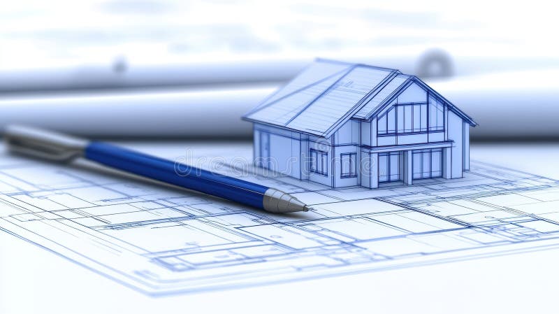 Blueprint Overlay, Two House Plans Superimposed for Design Comparison ...