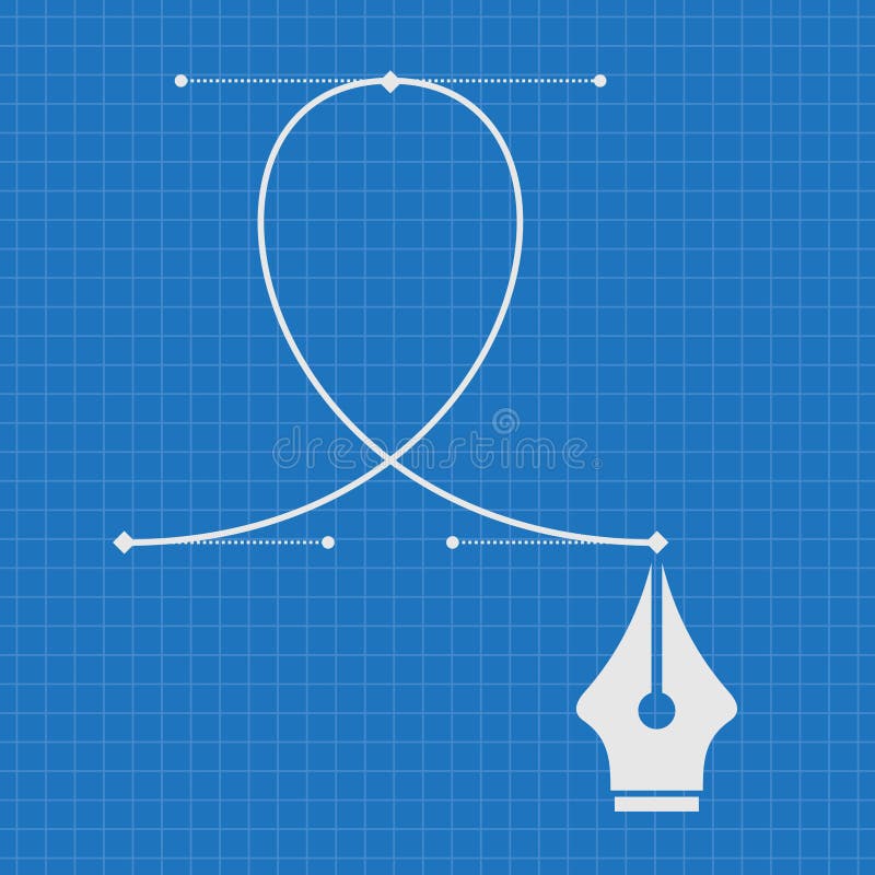 Blueprint of Pen Tool Cursor and Curve Control Points. Vector ...