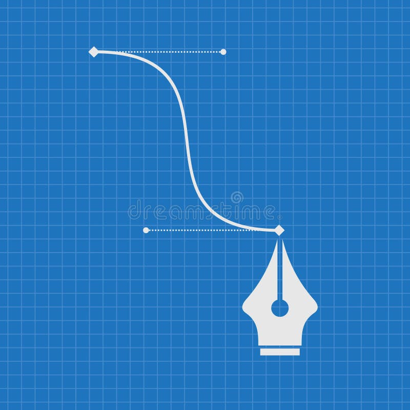 Blueprint of Pen Tool Cursor and Curve Control Points. Vector ...