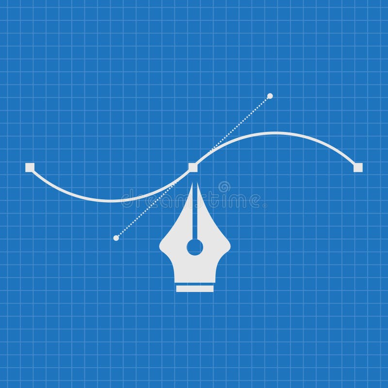 Blueprint of Pen Tool Cursor and Curve Control Points. Vector ...