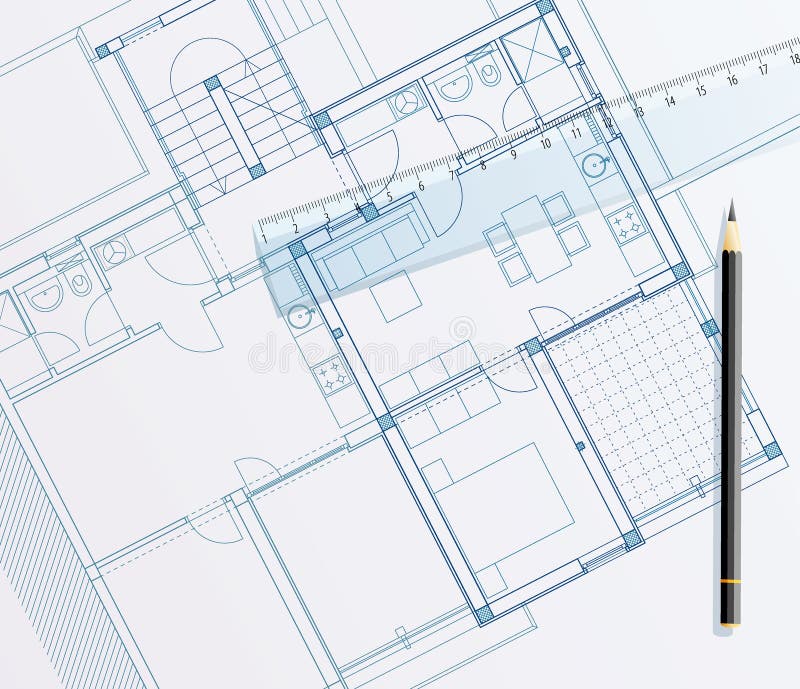 Blueprint pencil stock vector. Illustration of print, plane - 7083780