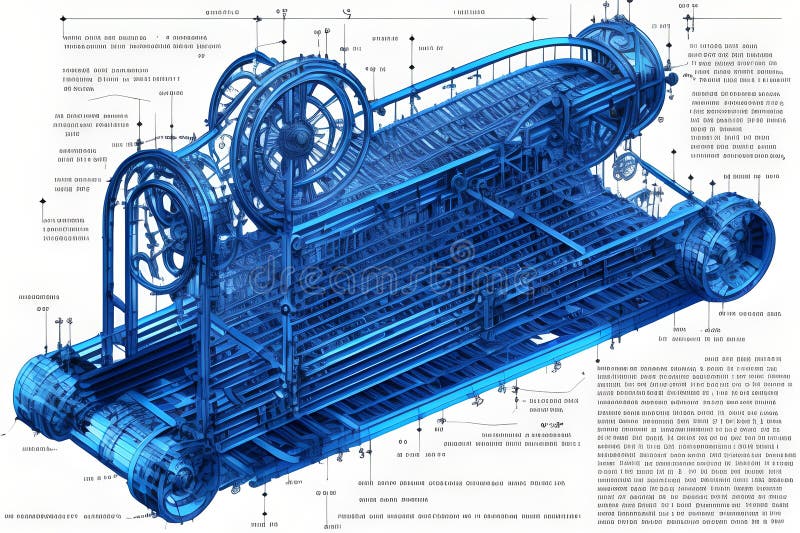 Blueprint of Perpetuum Mobile Machine, Generative AI Illustration Stock ...