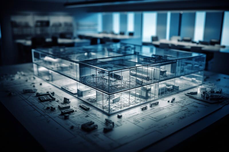 Blueprint Plan for a Contemporary Office Buildings Stock Illustration ...