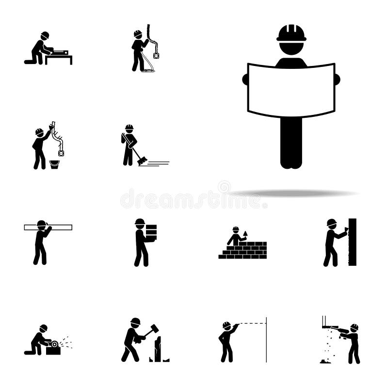 Blueprint, Plan Worker Multi Color Style Icon. Simple Glyph, Flat ...