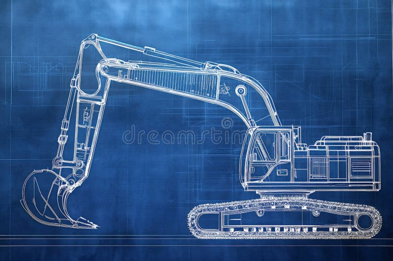 Blueprint of a Powerful Excavator Ready for Construction Projects Stock ...