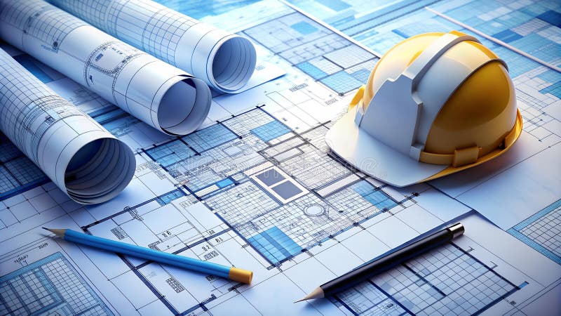 The Blueprint of Progress: Planning and Design in Construction Generative AI Stock Illustration ...