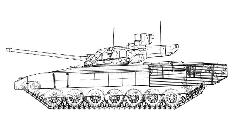 Blueprint of Realistic Tank Stock Illustration - Illustration of heavy ...