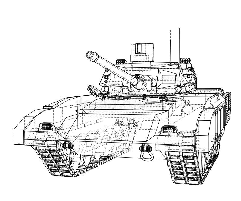 Blueprint of Realistic Tank Stock Illustration - Illustration of ...