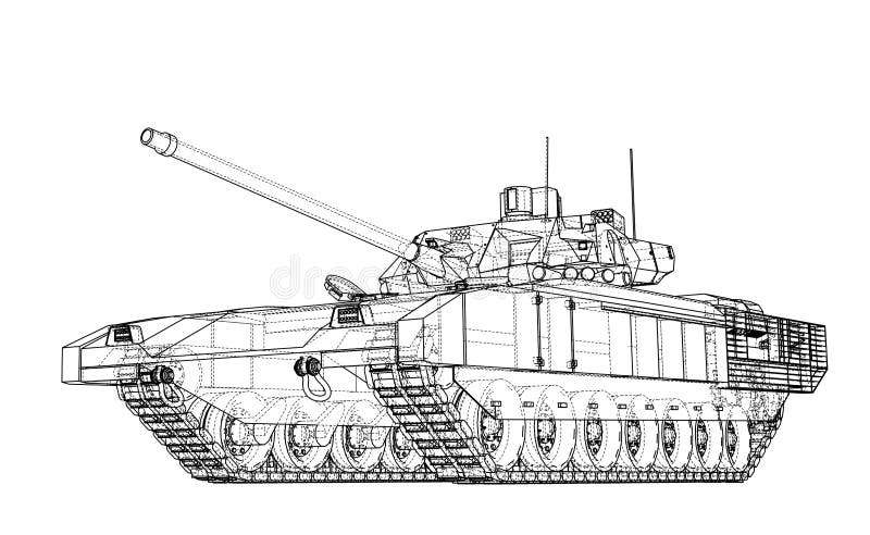 Blueprint of Realistic Tank Stock Illustration - Illustration of ...