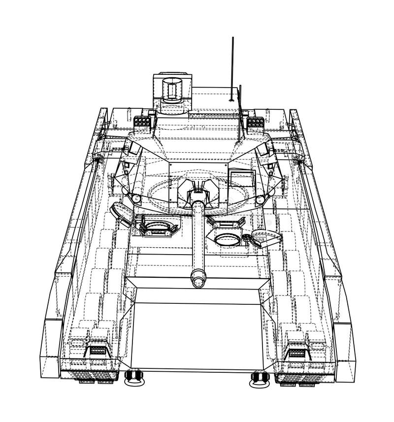 Blueprint of Realistic Tank Stock Illustration - Illustration of object ...