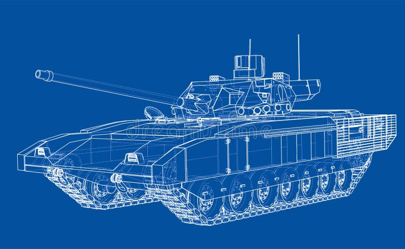 Blueprint of Realistic Tank Stock Illustration - Illustration of ...