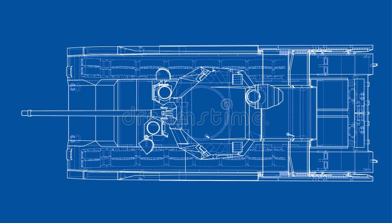 Blueprint of Realistic Tank Stock Illustration - Illustration of ...