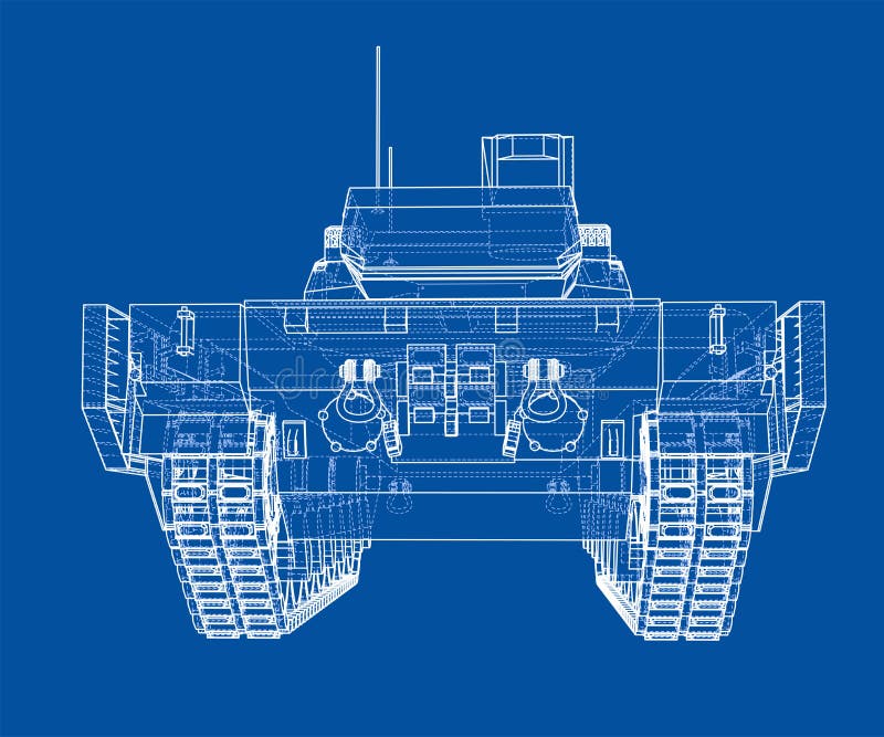 Blueprint of Realistic Tank Stock Illustration - Illustration of object ...